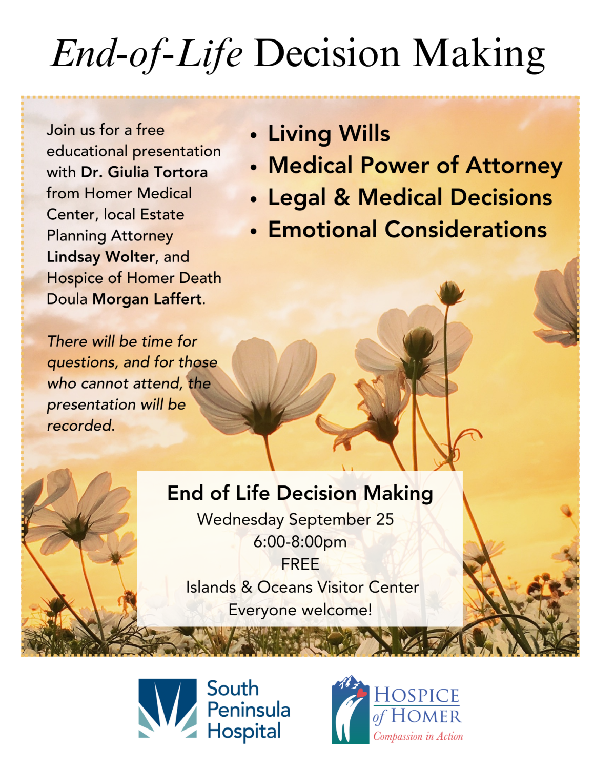 End of Life Decision Making Poster - final - South Peninsula Hospital
